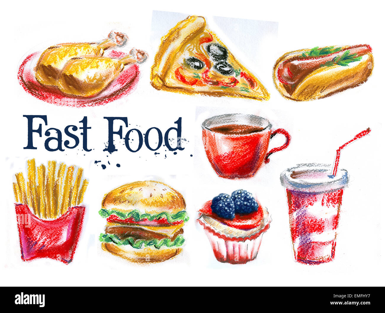 fast food on a white background Stock Photo - Alamy