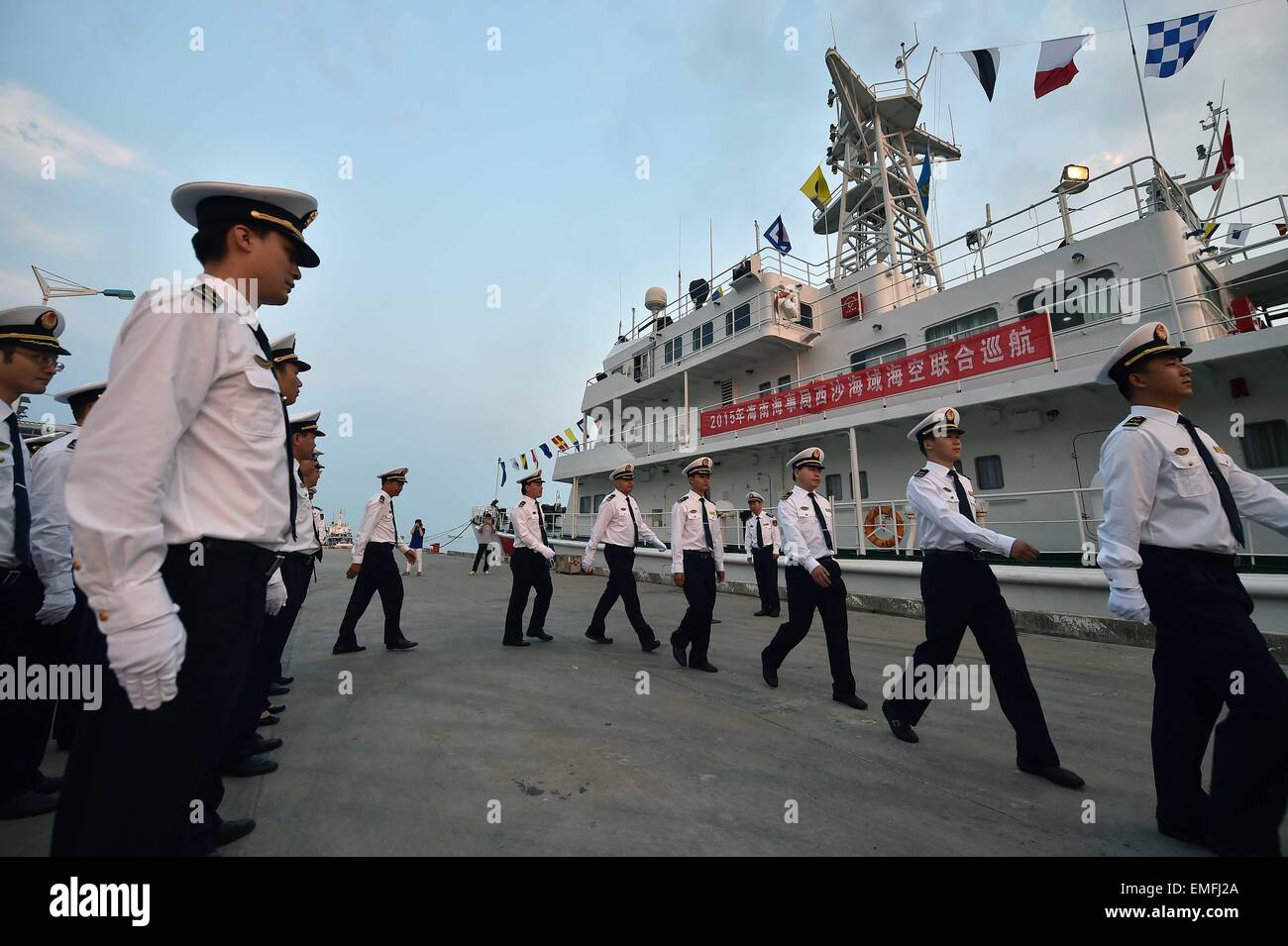 Sanya, China's Hainan Province. 21st Apr, 2015. Sailors board the ...