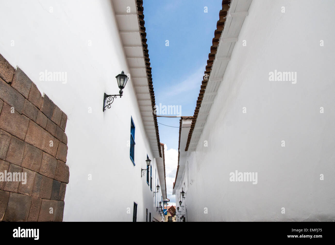 Traditional street in Cusco city. Romeritos street. Cusco,Peru Stock ...