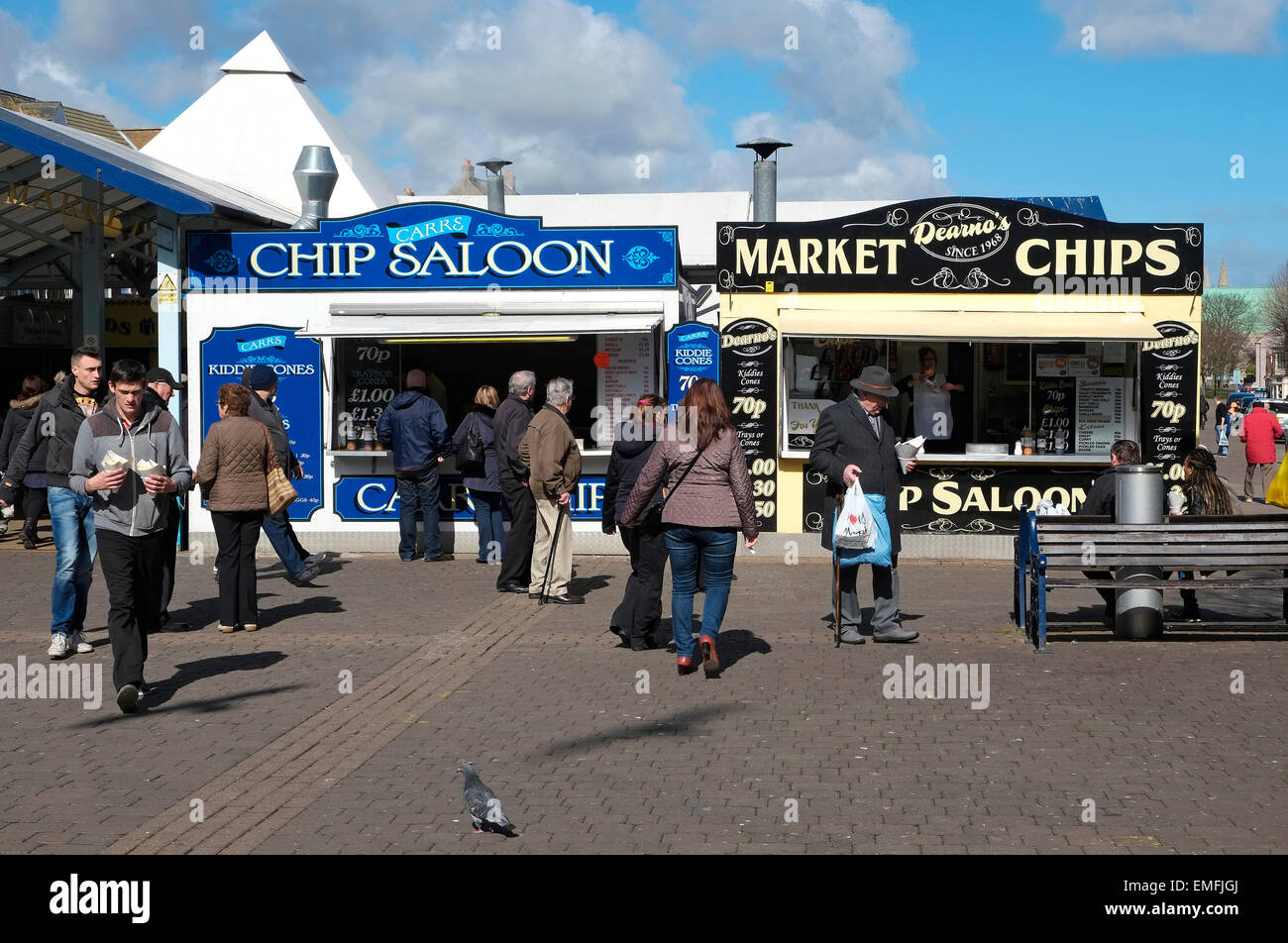 chip stalls on great yarmouth market, norfolk, england Stock Photo - Alamy