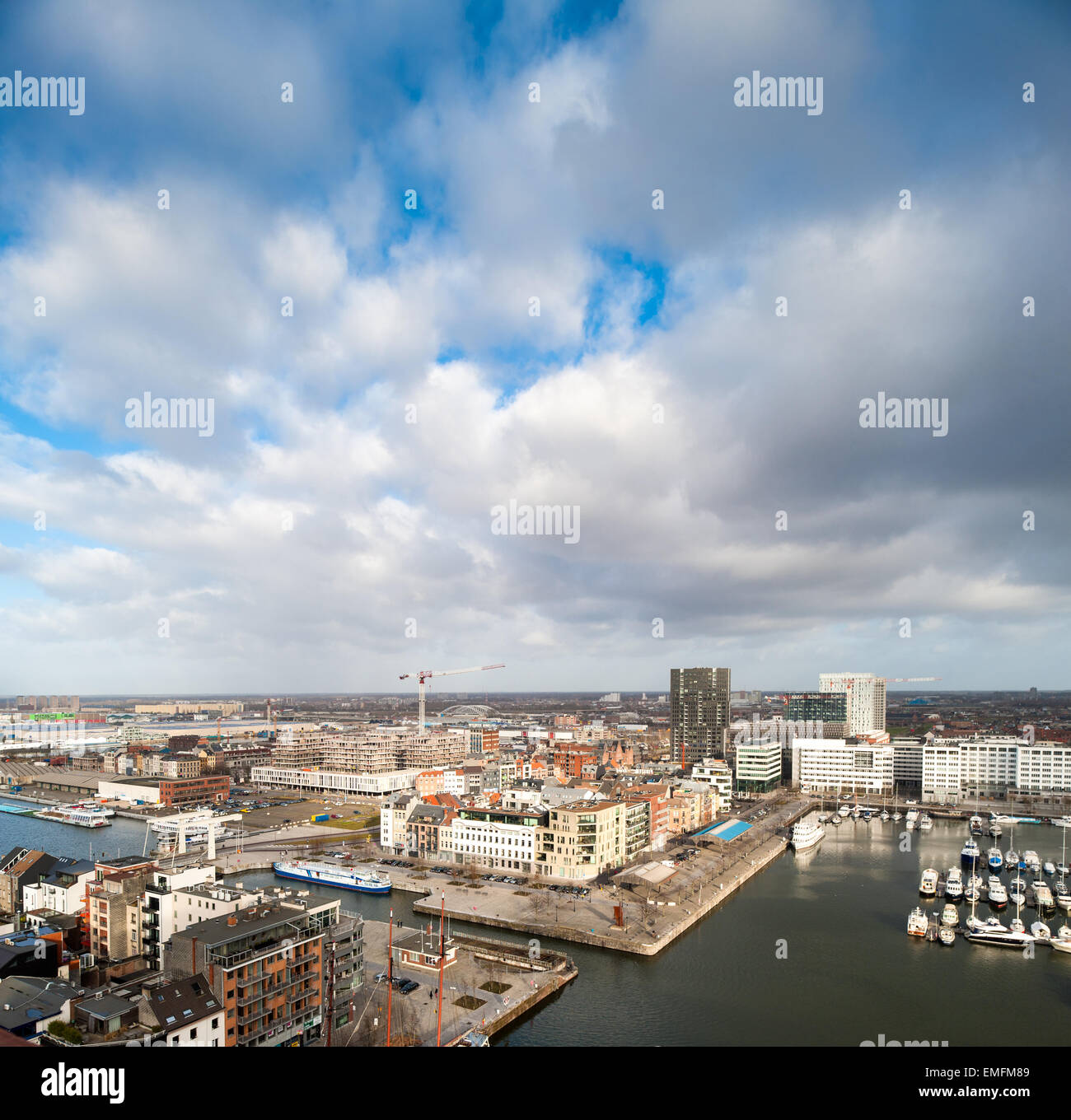 Belgium, Antwerp, bird's eye view of the Willemdok Stock Photo - Alamy