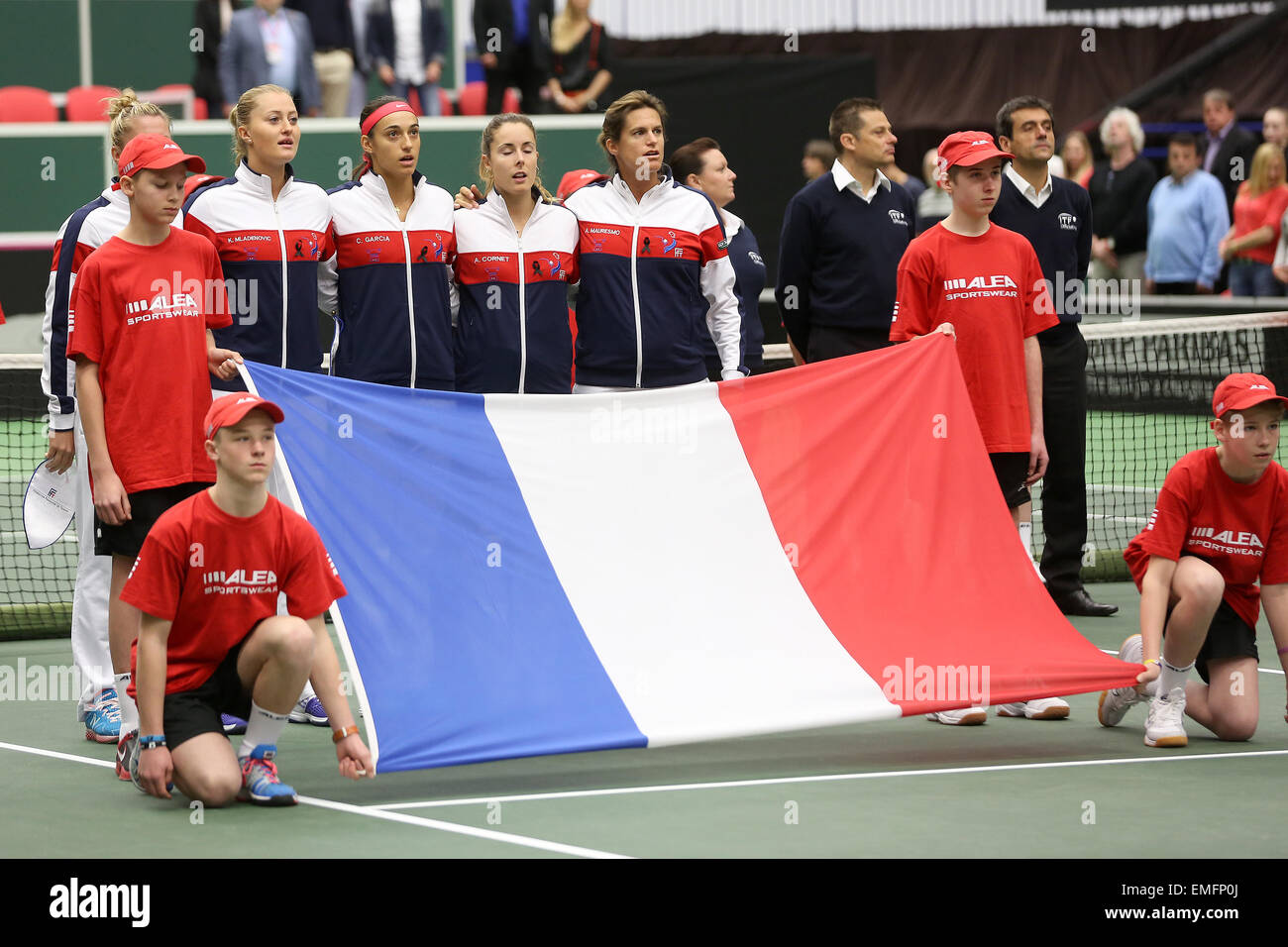 French tennis players (left to right) Pauline Parmentier, Kristina ...