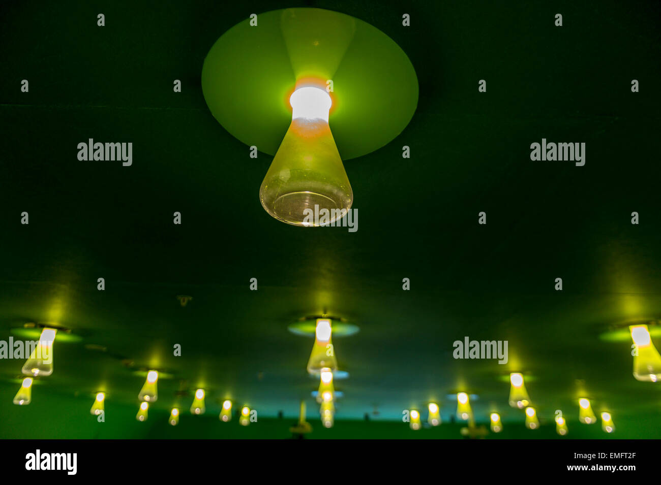 Sydney, AUSTRALIA - April 21, 2015: View of 'laboratory beaker' lights ...