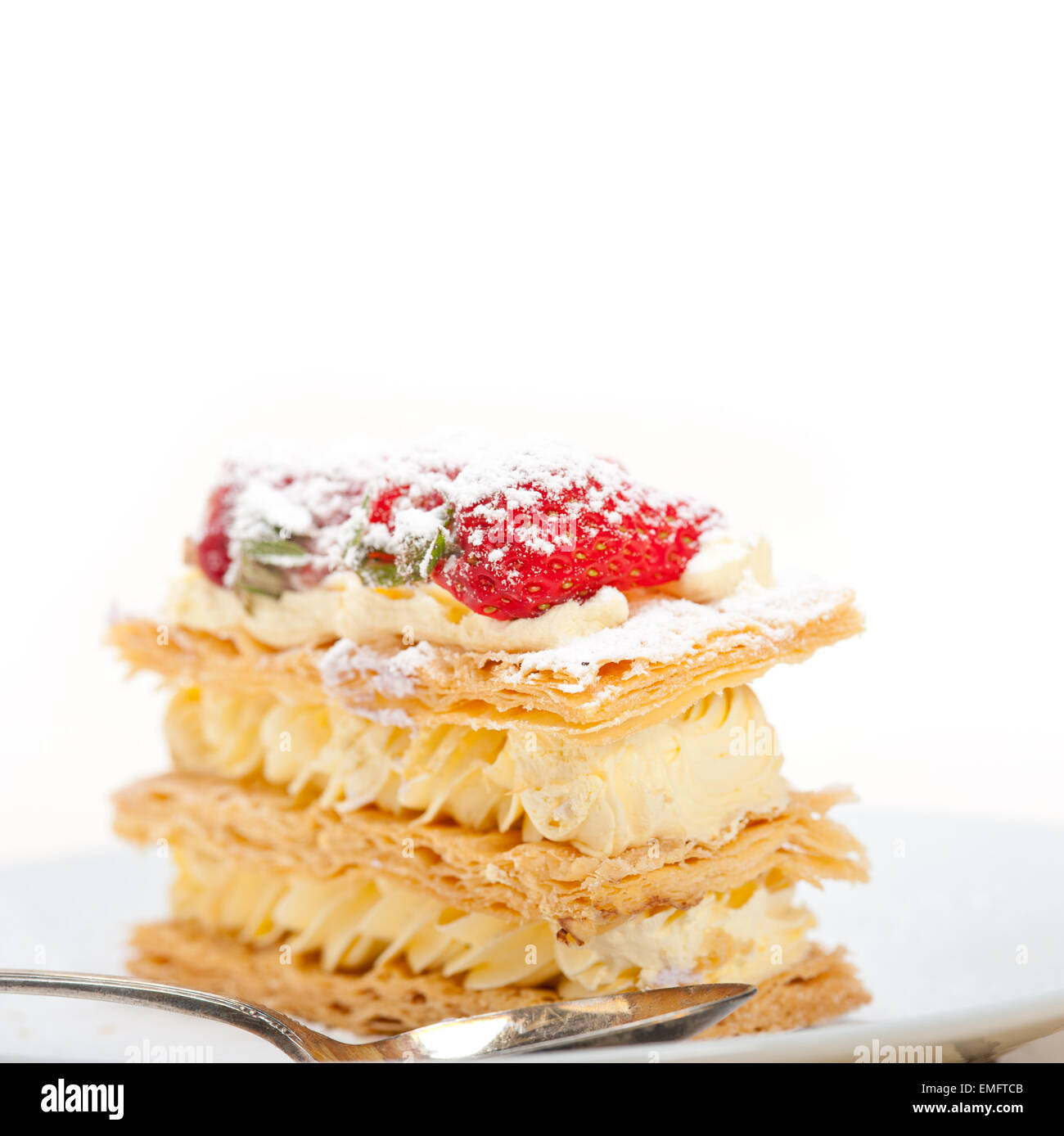 fresh baked napoleon strawberry and cream cake dessert Stock Photo - Alamy