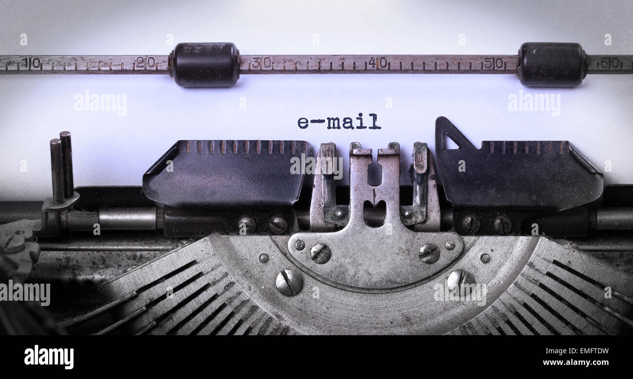 Vintage inscription made by old typewriter, e-mail Stock Photo - Alamy