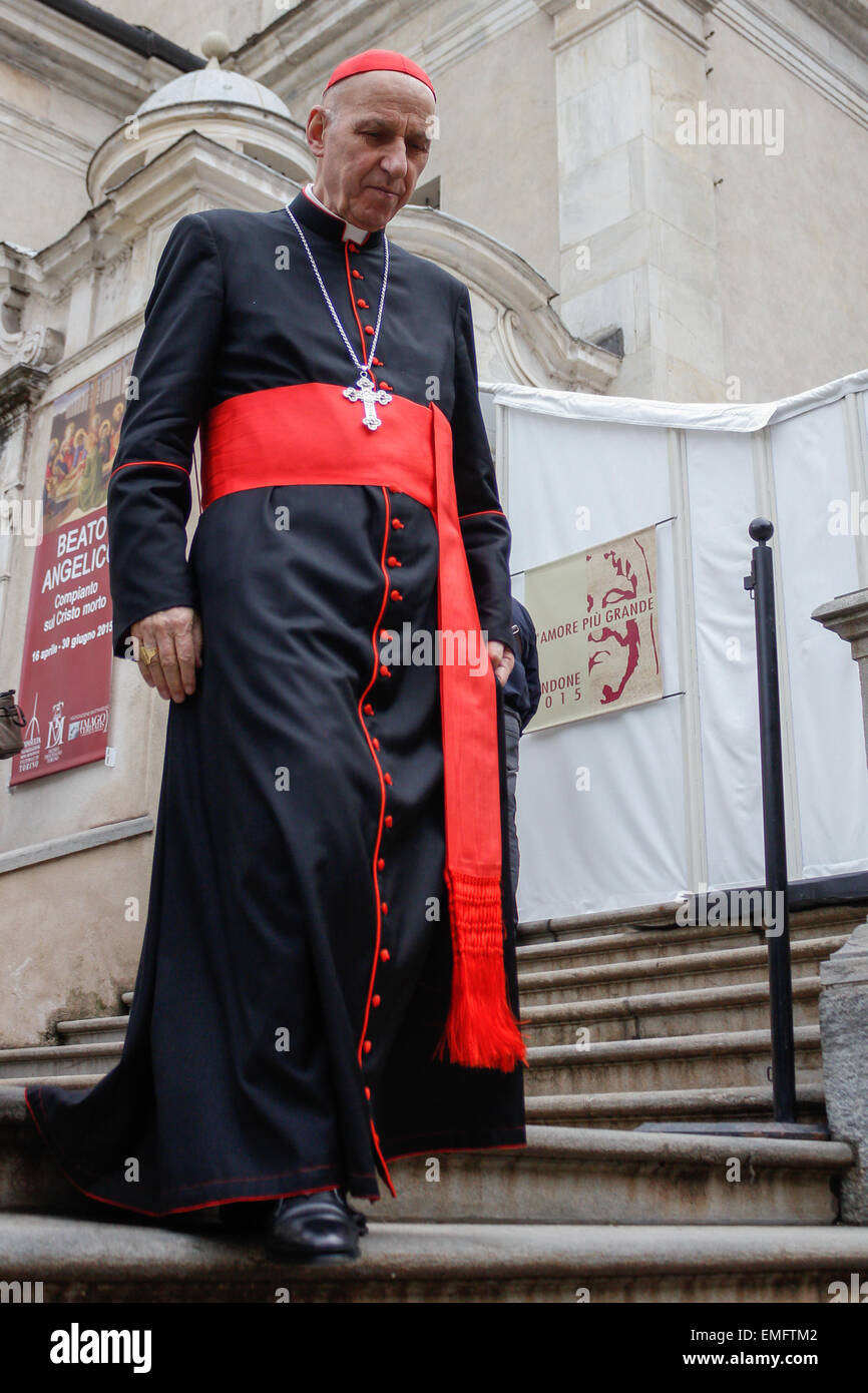 Turin, Italy. 19th Apr, 2015. Cardinal Poletto outside the Duomo after ...