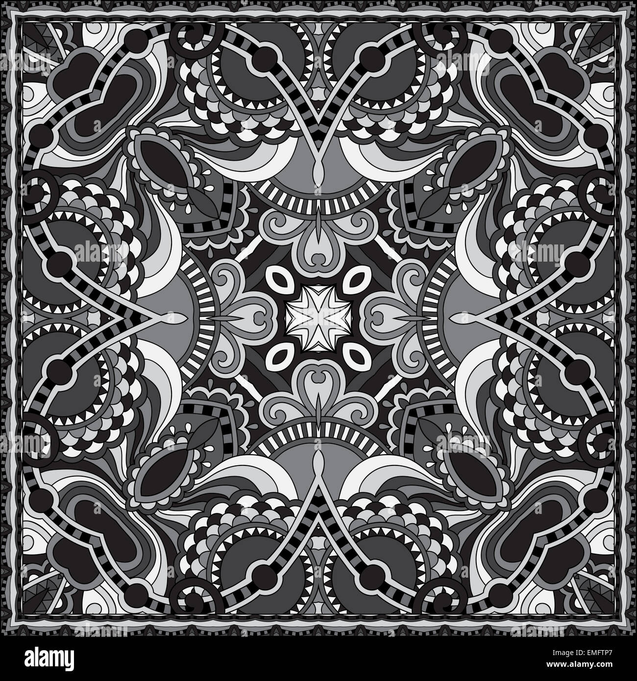 grey ornamental floral paisley bandanna Stock Photo - Alamy