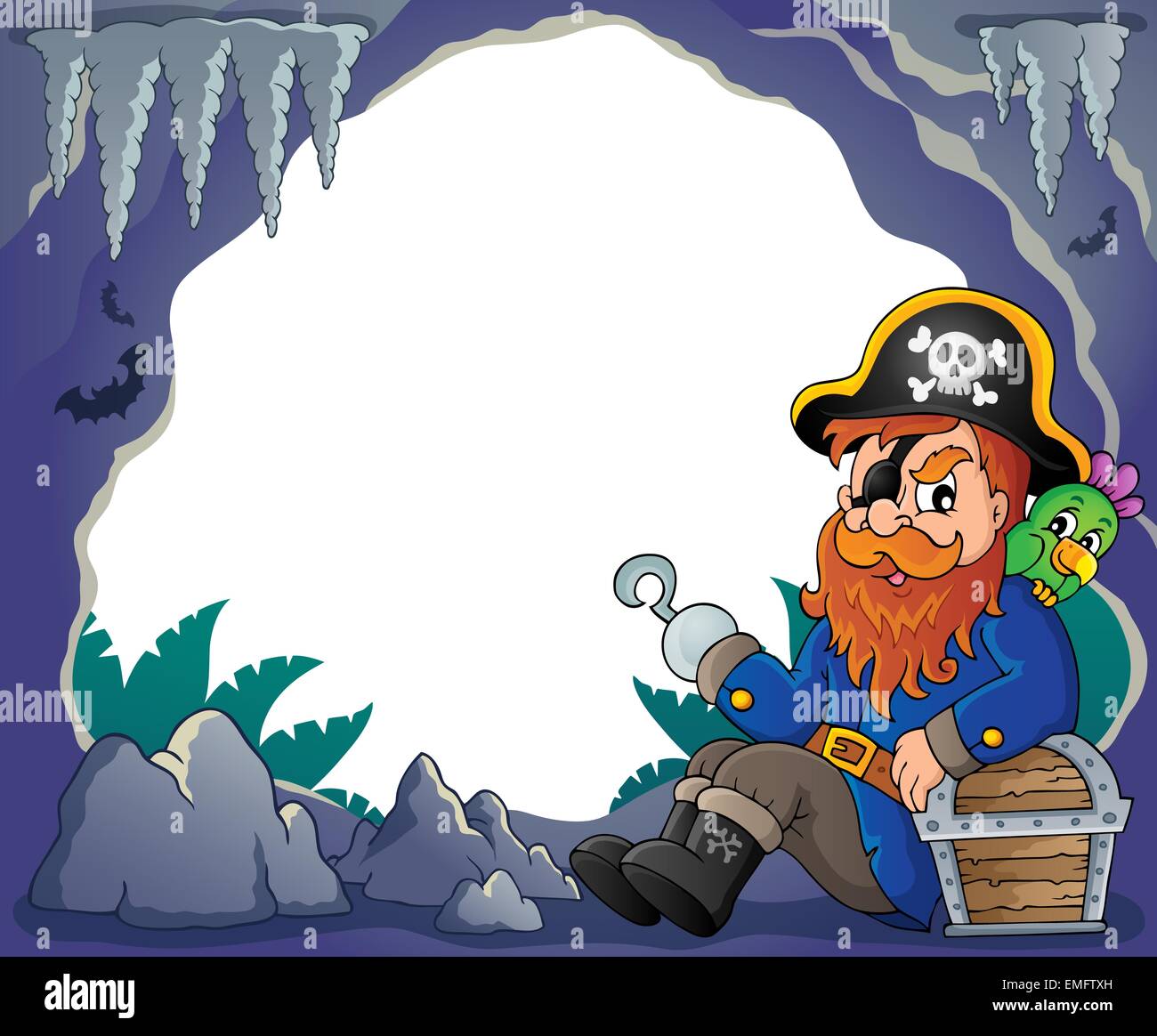 Sitting pirate theme image 4 - picture illustration Stock Photo - Alamy
