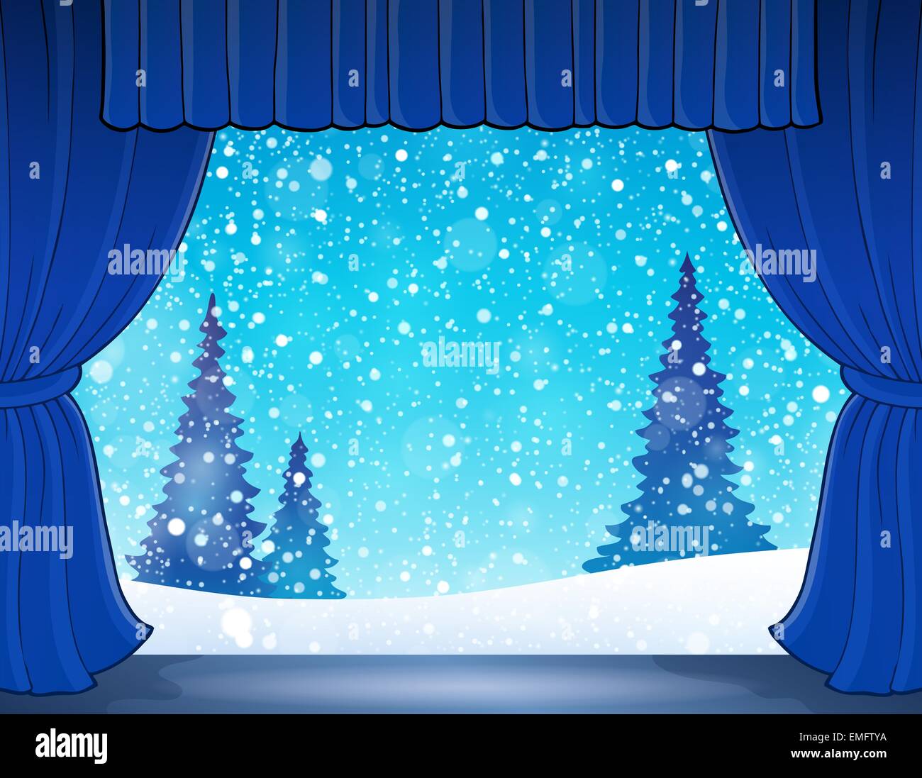 Stage with winter theme 1 - picture illustration Stock Photo - Alamy