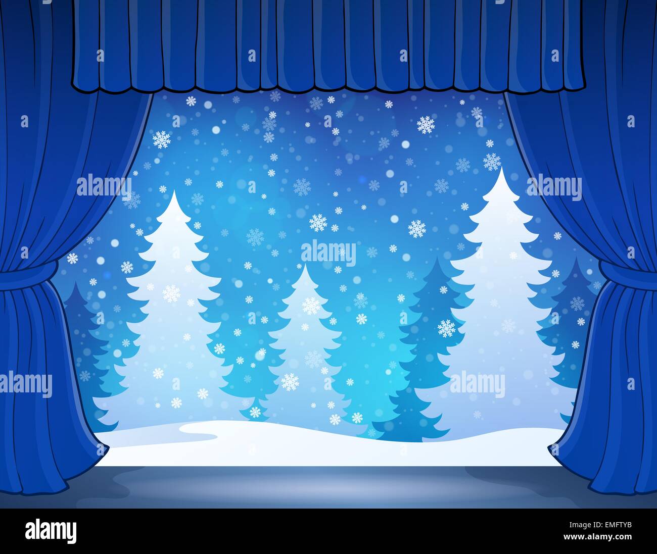 Stage with winter theme 2 - picture illustration Stock Photo - Alamy