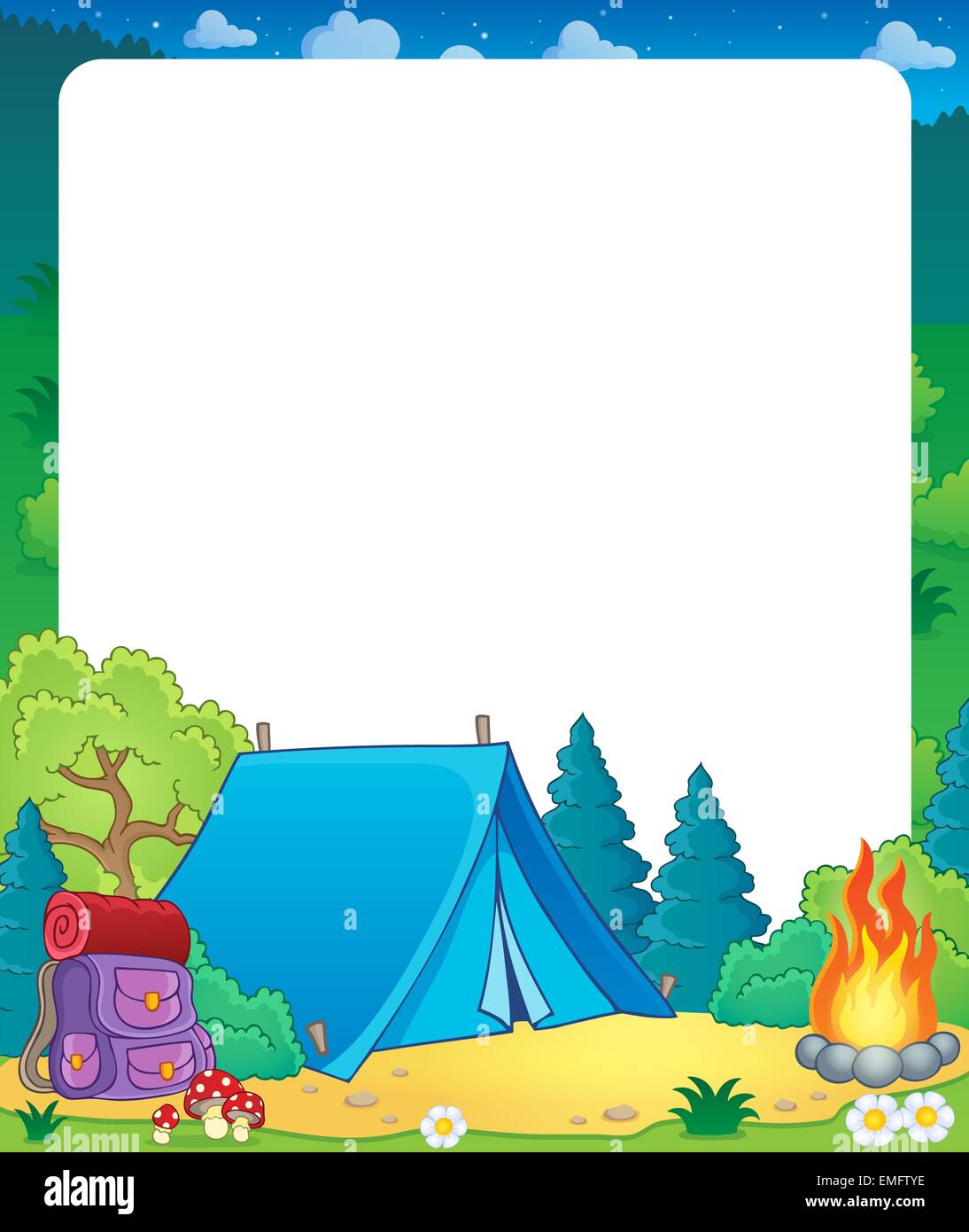 Summer frame with camp site theme - picture illustration Stock Photo ...
