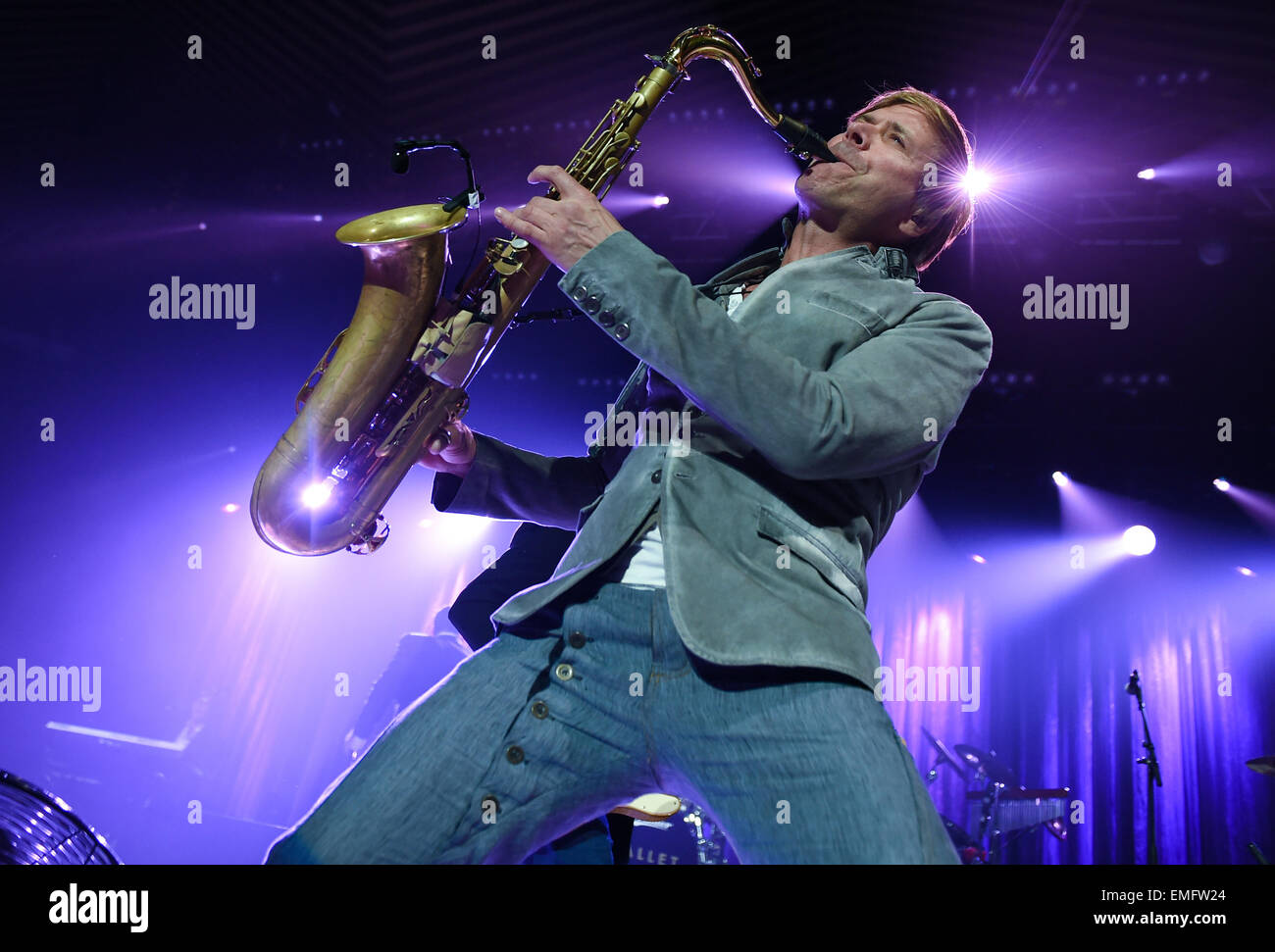 Berlin, Germany. 20th Apr, 2015. Saxophone player Steve Norman of the ...