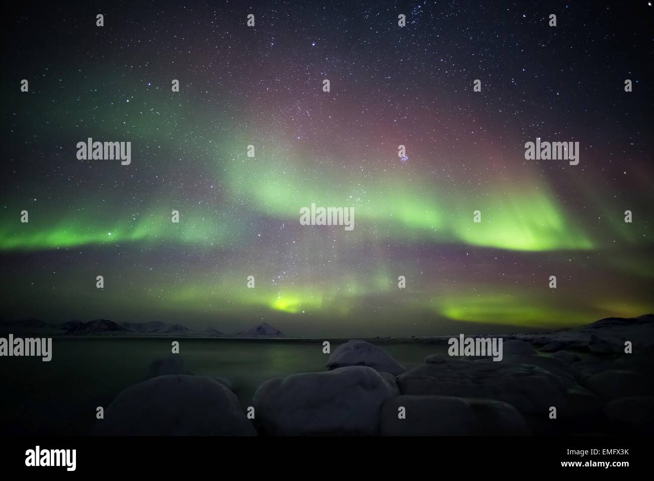 Arctic landscape - Northern Lights Stock Photo - Alamy