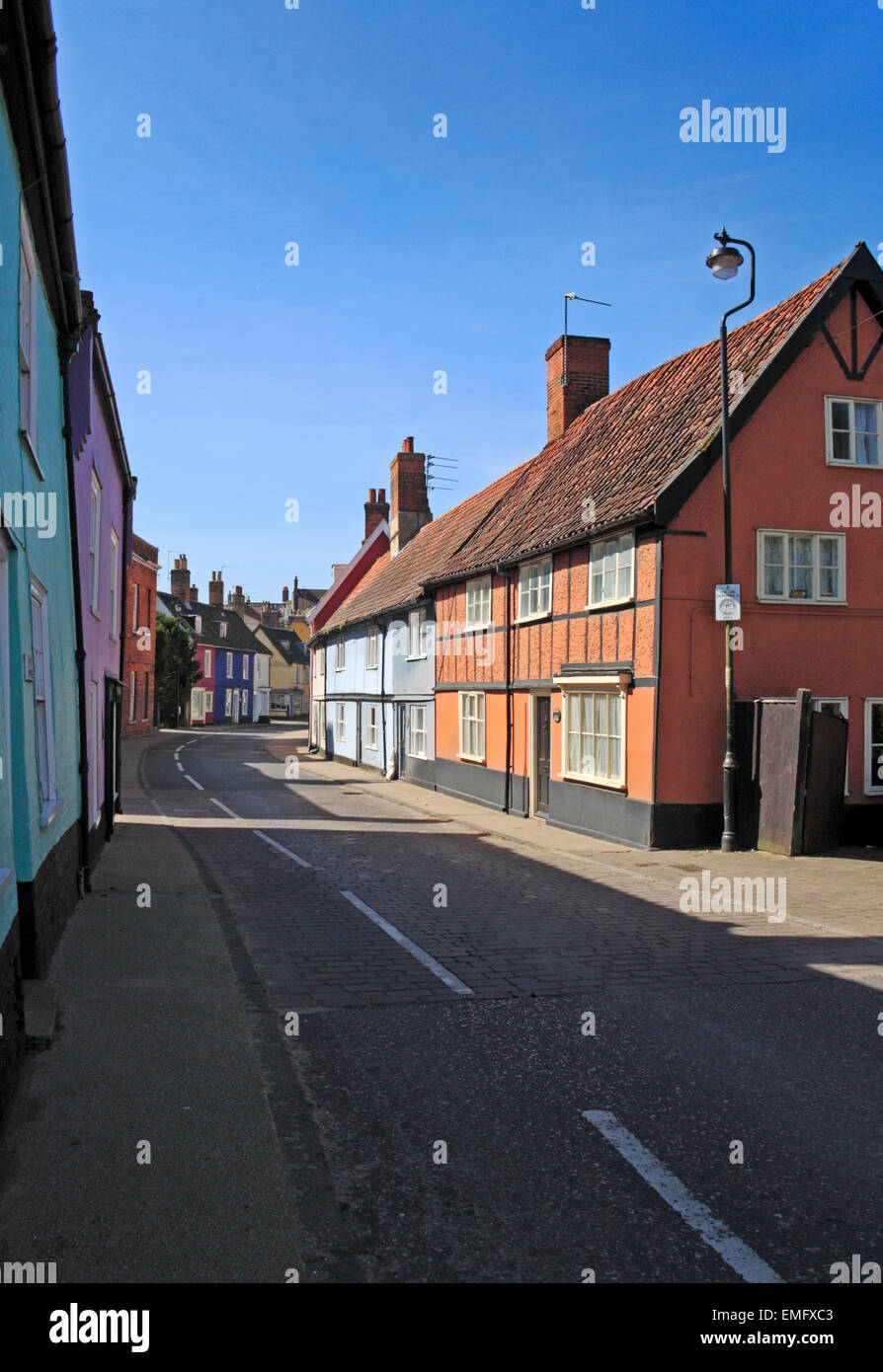 A view of old buildings in Bridge Street, Bungay, Suffolk, England ...