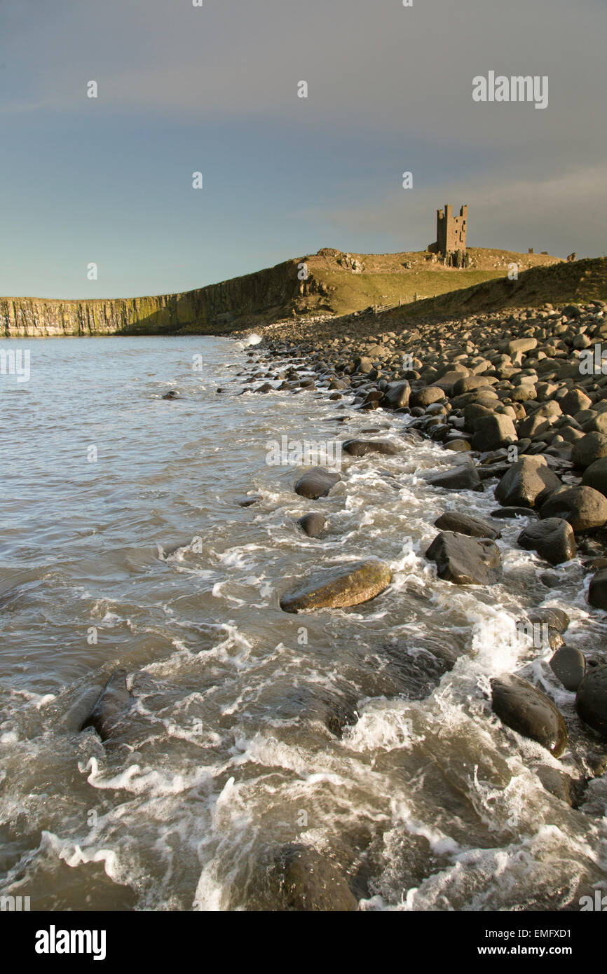 Dunstanburgh Castle on the north east coast of Northumberland, England ...
