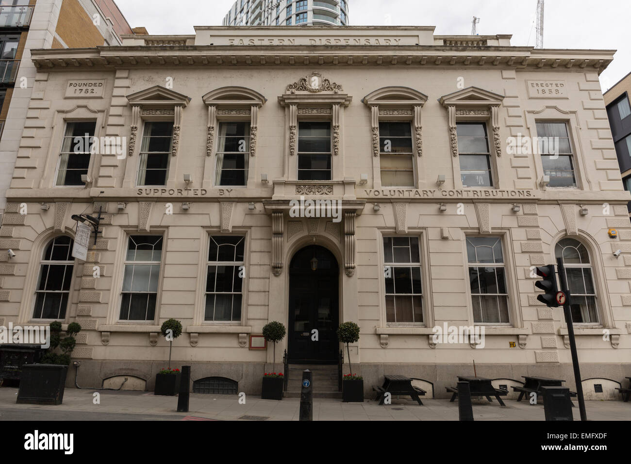 The Dispensary pub and restaurant on Leman Street London E1 Stock Photo ...