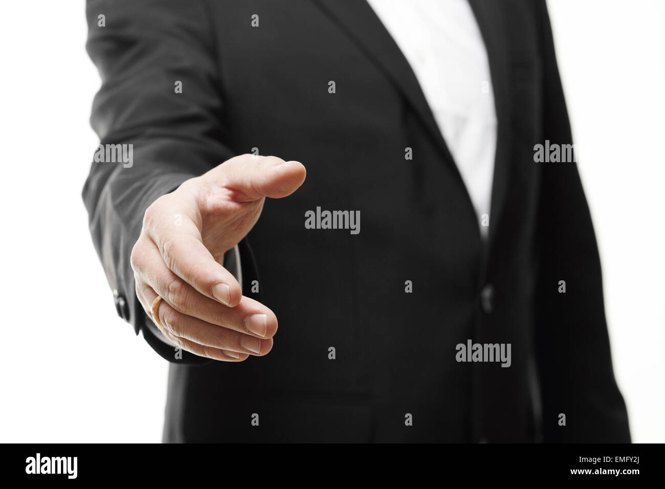 businessman showing shake hand symbol Stock Photo - Alamy