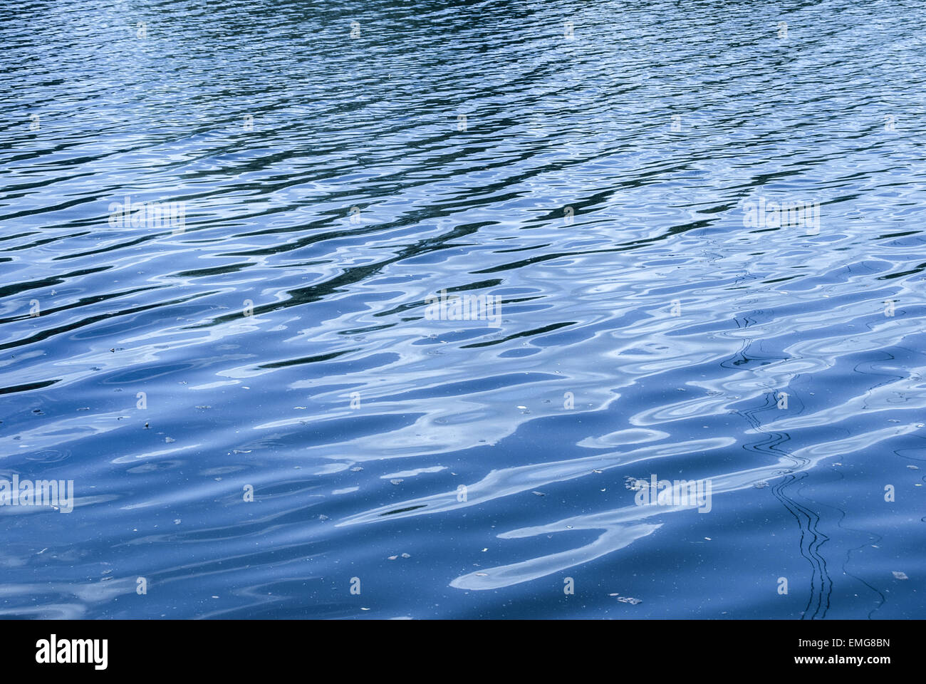 water surface with ripples and reflection of landscape Stock Photo - Alamy