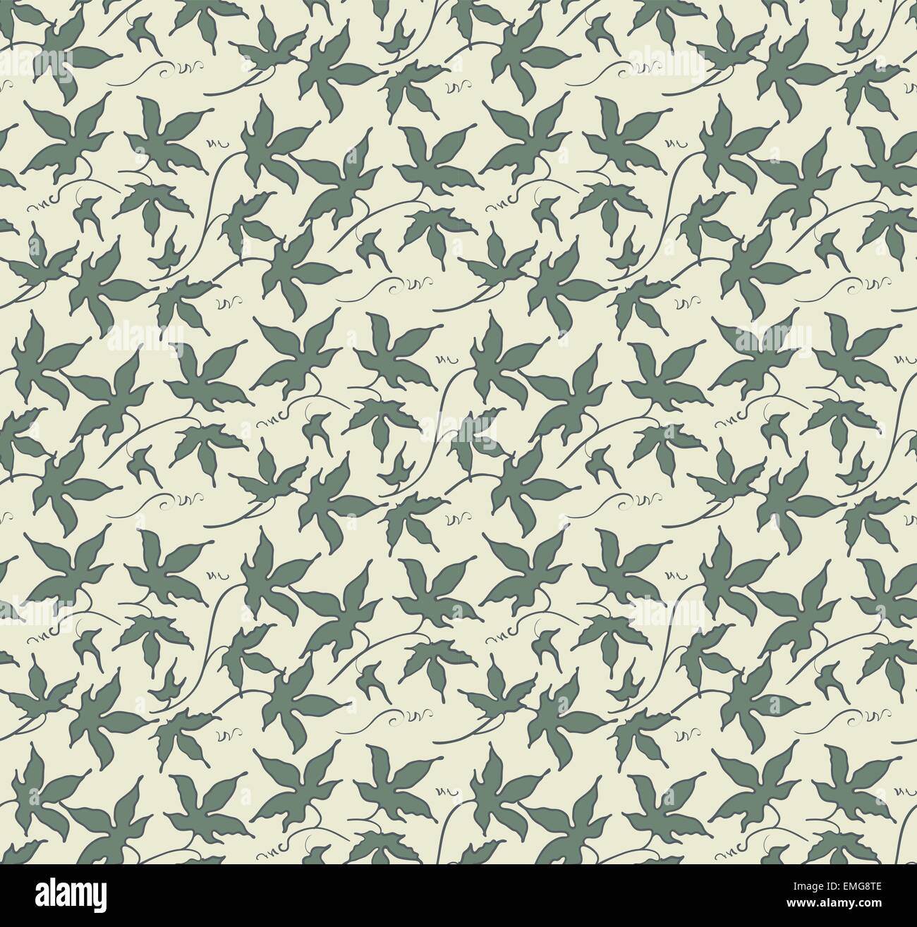 Vintage floral seamless pattern. Classic hand drawn ivy leaves Stock ...