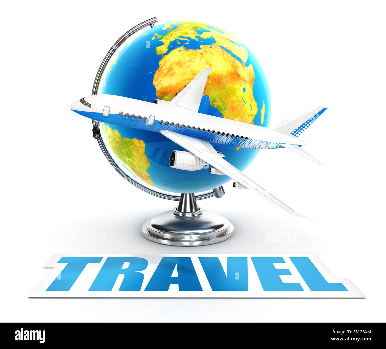 3d travel word concept, isolated white background, 3d image Stock Photo ...