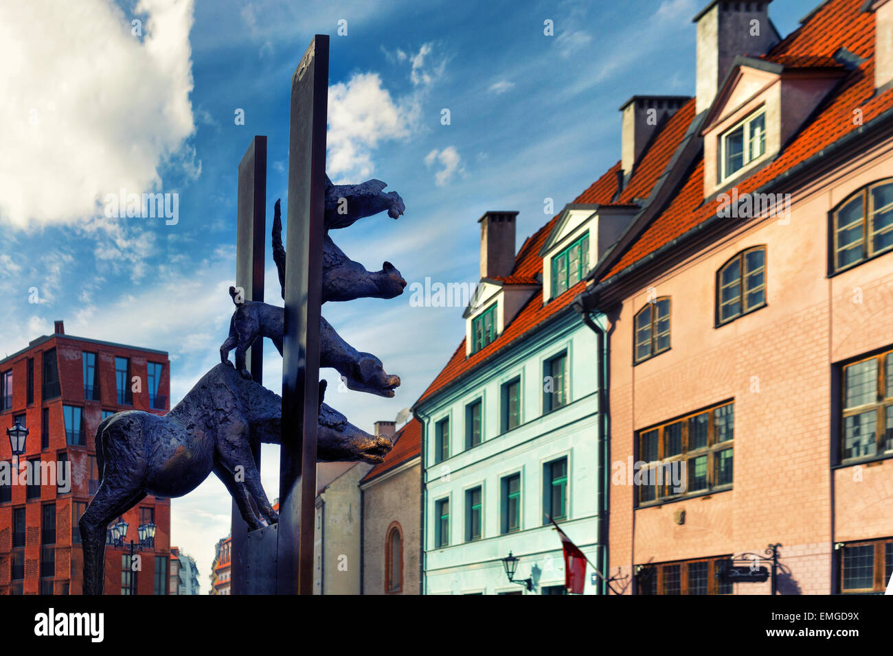 Monument Bremen Town Musicians of fairy tales in the street of the Old ...