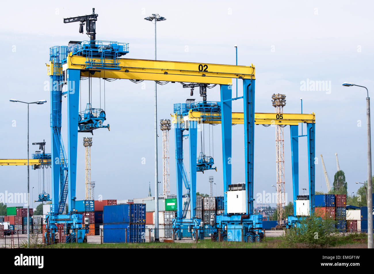 Large harbor cranes, Cranes in a seaport Stock Photo - Alamy
