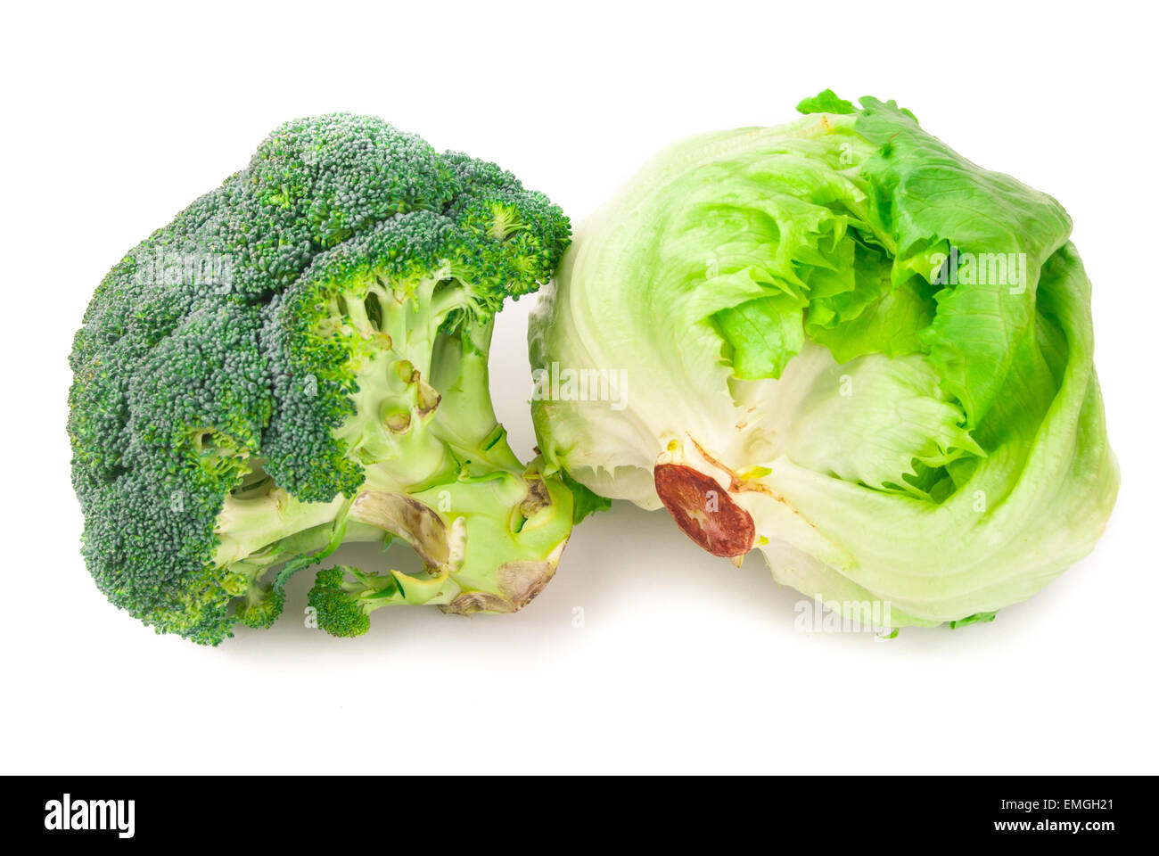 Green cabbage and broccoli isolated on white background Stock Photo - Alamy
