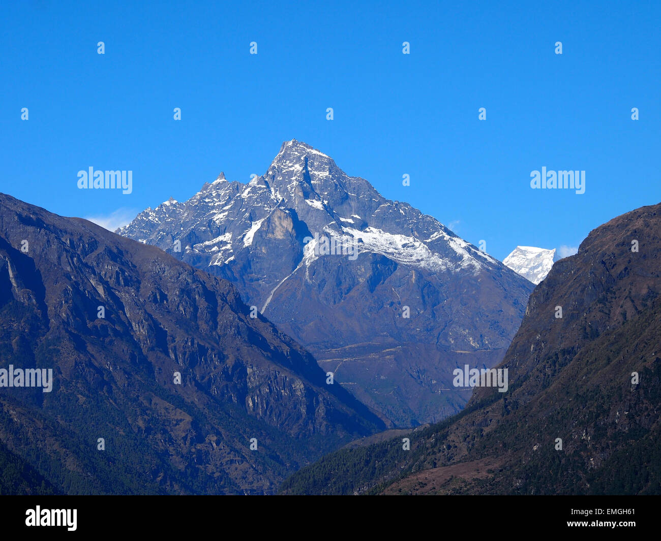 Mountains Snow Blue Sky Lukla Nepal Asia Stock Photo - Alamy