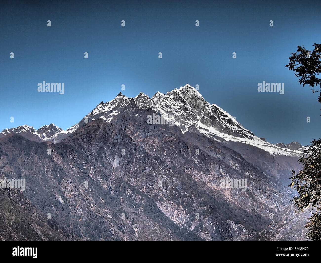 Snow capped Mountains Lukla Nepal Asia Stock Photo - Alamy