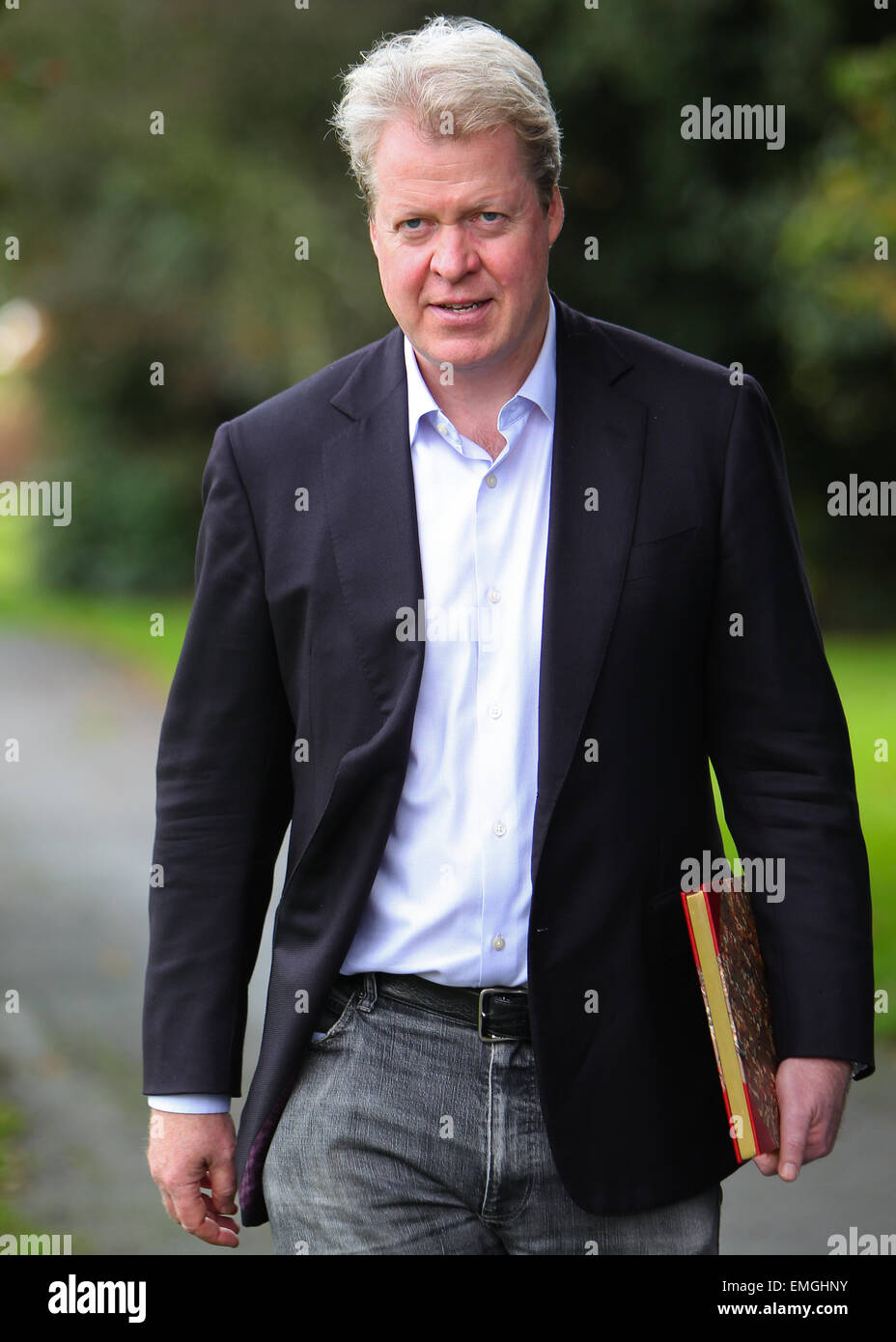 Charles, Earl Spencer leaves St. Mary's Church, Cowes, after speaking ...