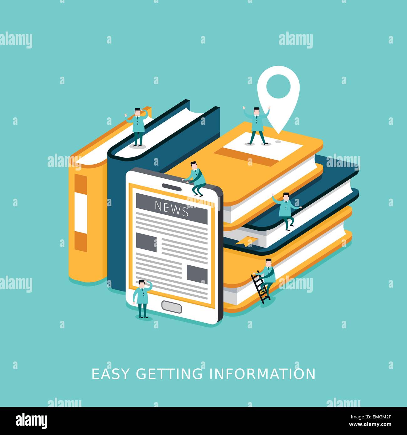 flat 3d isometric infographic for easy getting information concept with ...