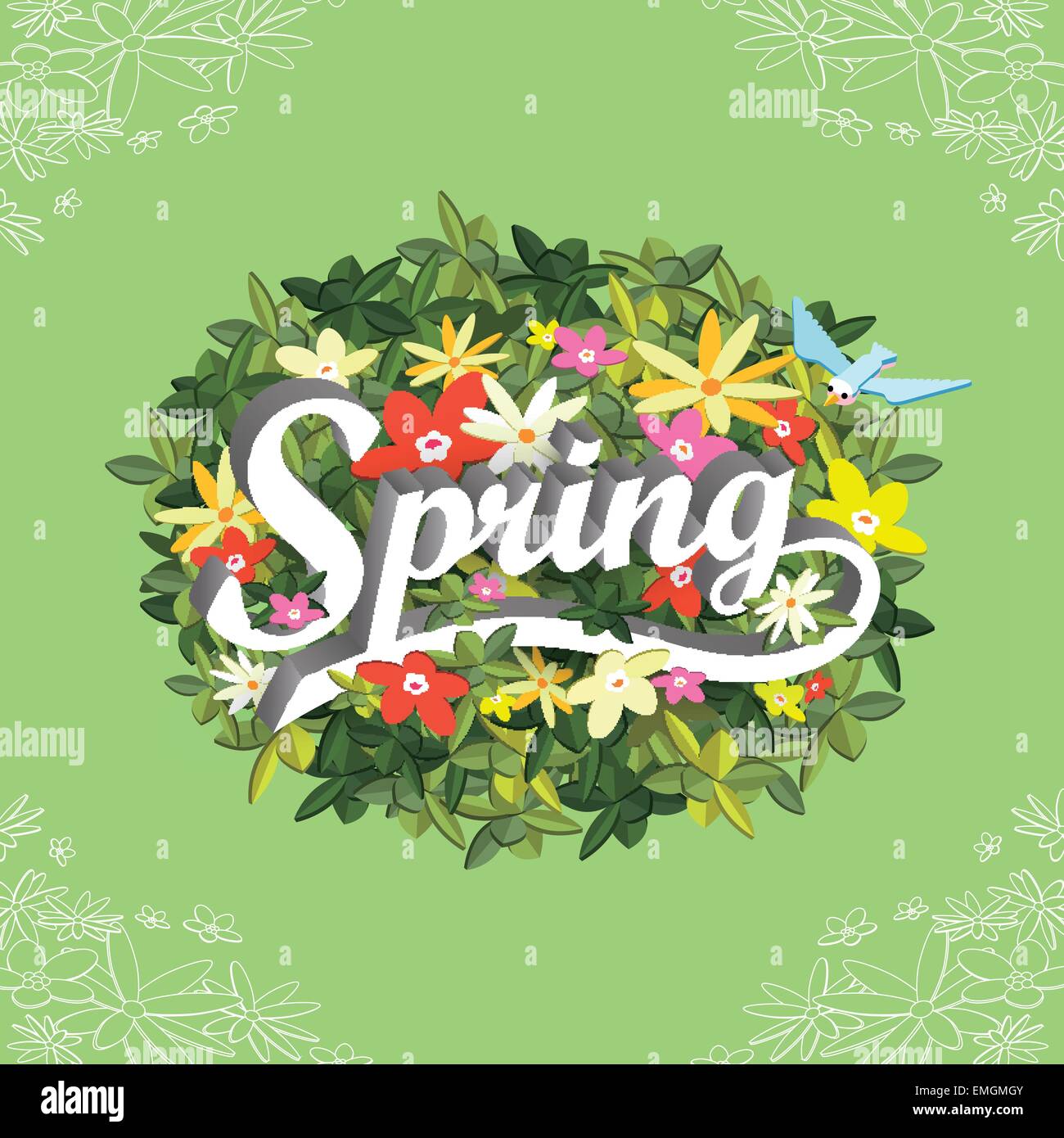 spring concept flat 3d isometric infographic with adorable flowers ...