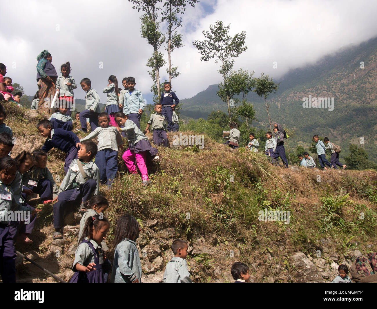 Village school children Lukla Nepal Asia Stock Photo - Alamy