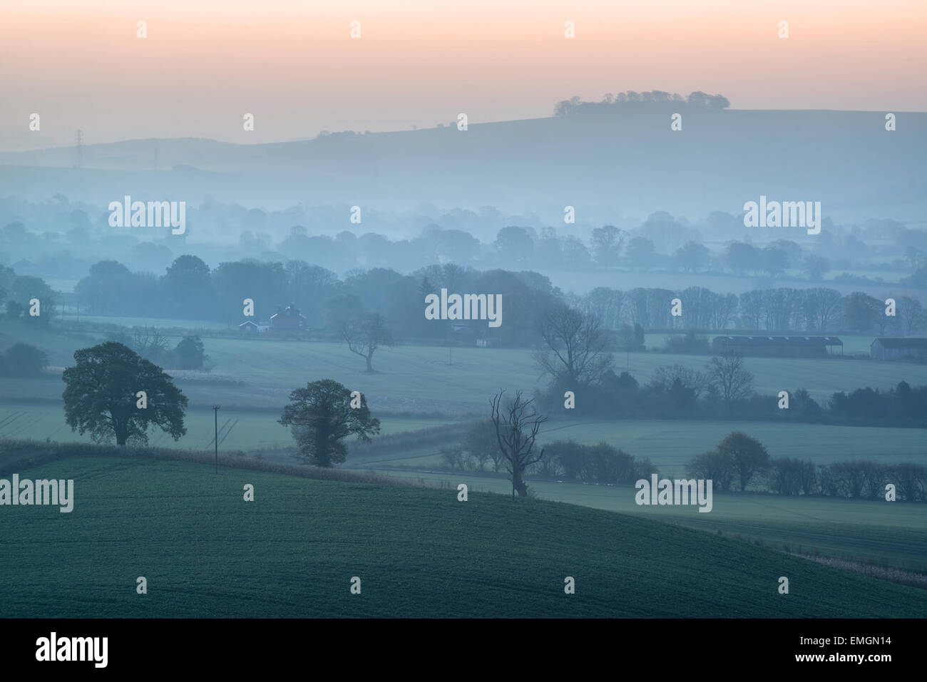 Beautiful countryside foggy sunrise landscape with layers of fog Stock ...