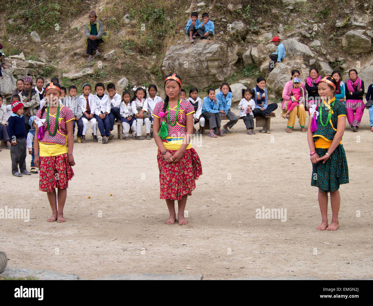 School Children Traditional Dance Lukla Nepal Asia Stock Photo - Alamy