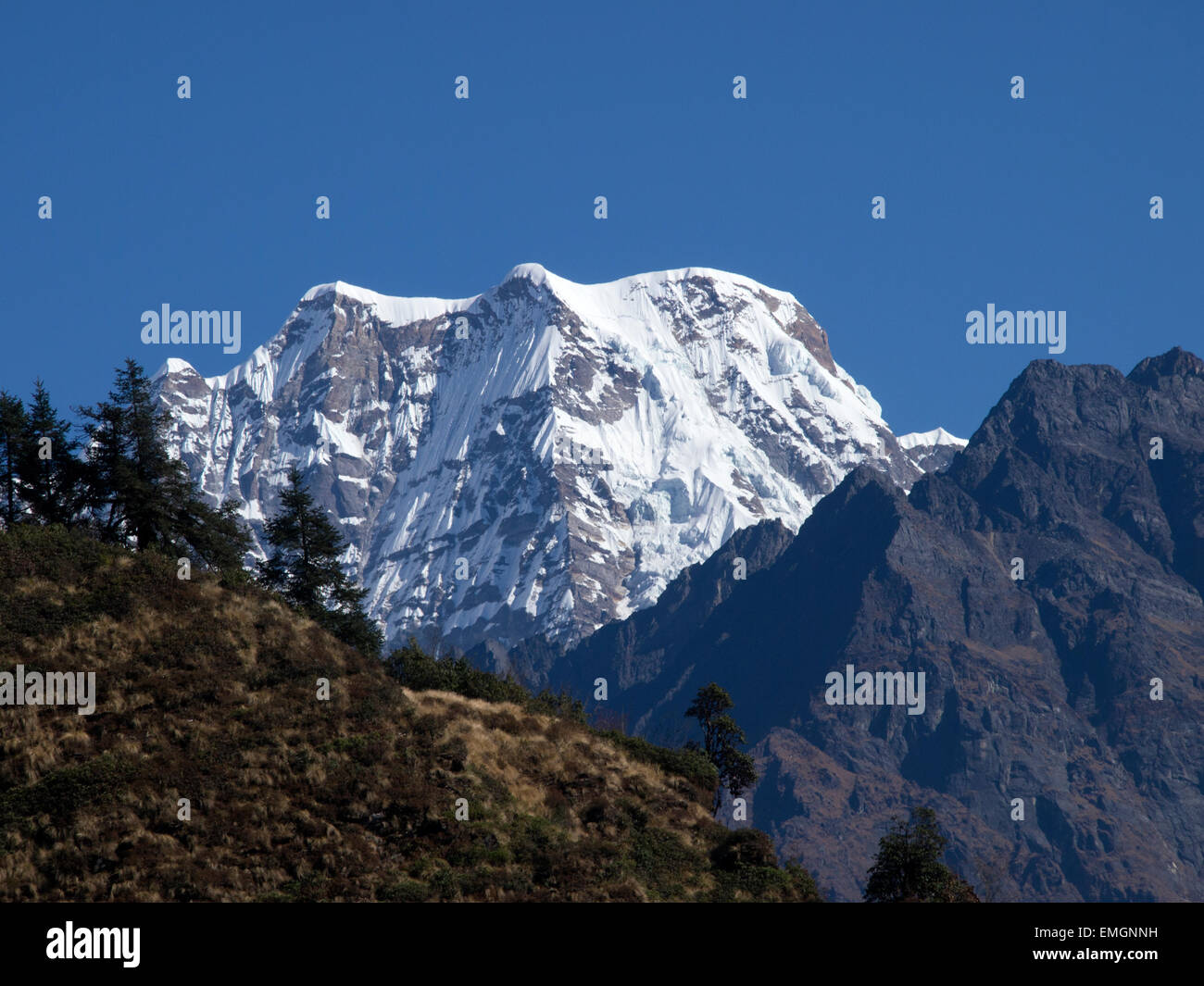Himalayas Mountains from Lukla Nepal Snow blue sky Stock Photo - Alamy