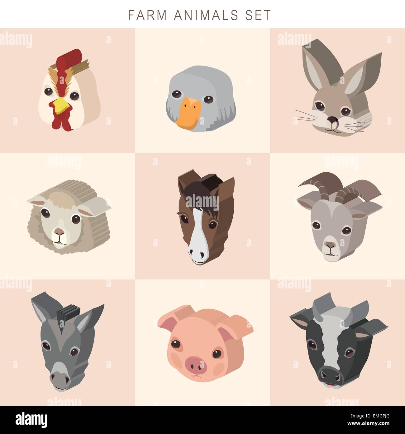 lovely farm animals set 3d isometric infographic Stock Vector Image ...