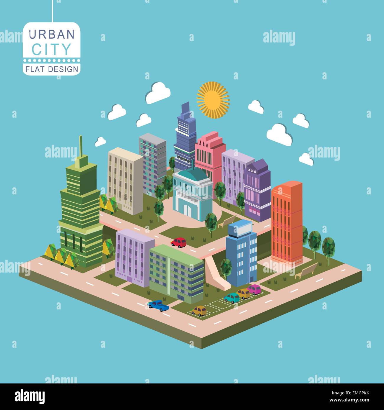 urban city concept 3d isometric infographic with modern buildings Stock ...