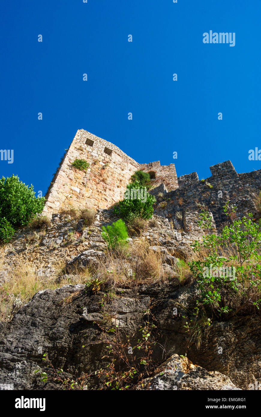 medieval stone battlement with sky Stock Photo - Alamy