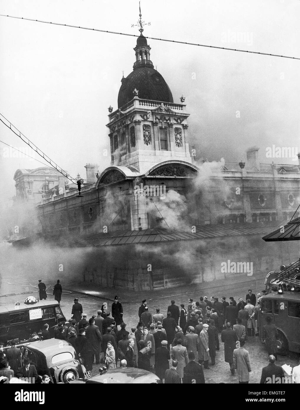 The general scene outside Smithfield Meat Market. Two firefighters were ...