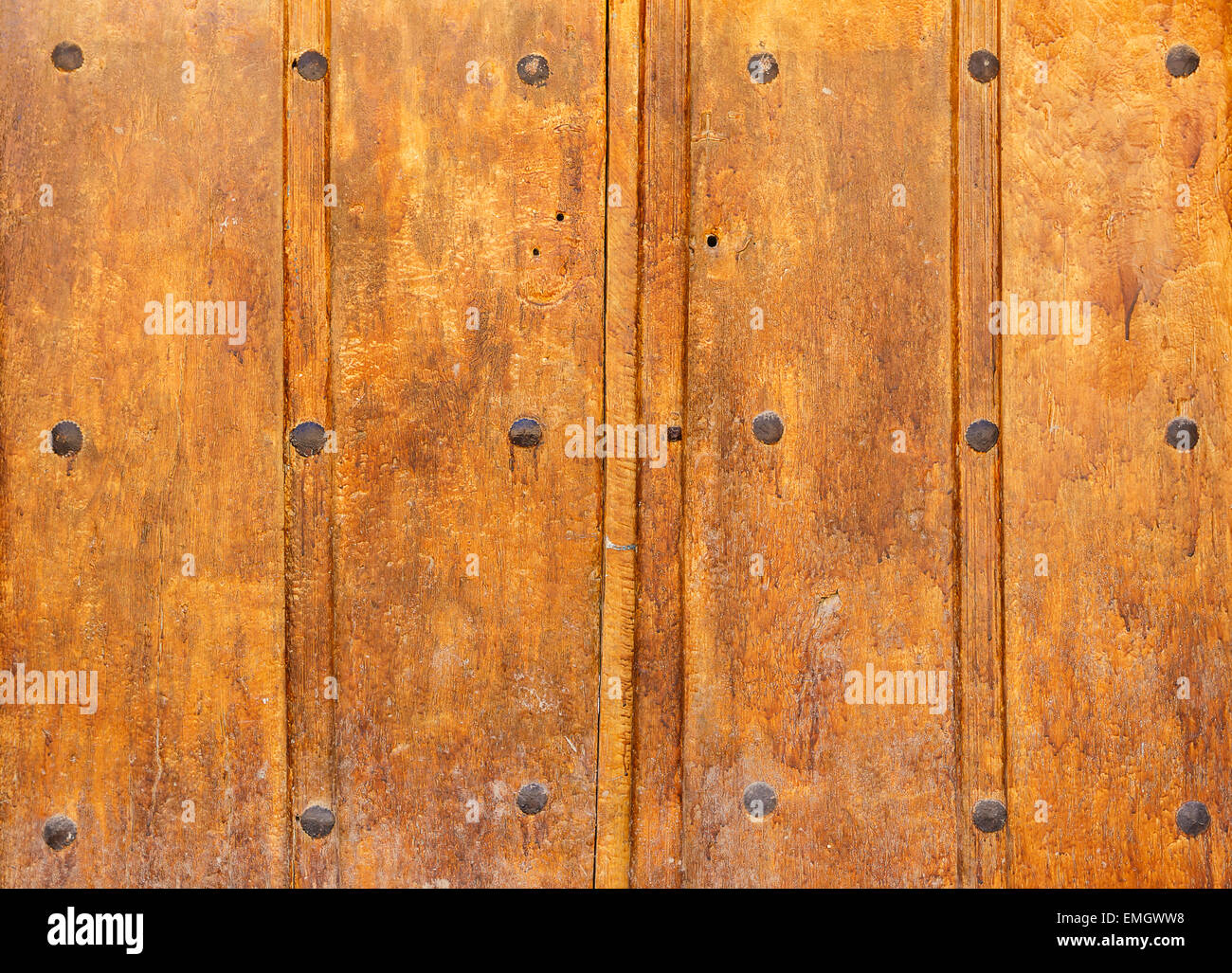 old Wooden gate with large rivets Stock Photo - Alamy