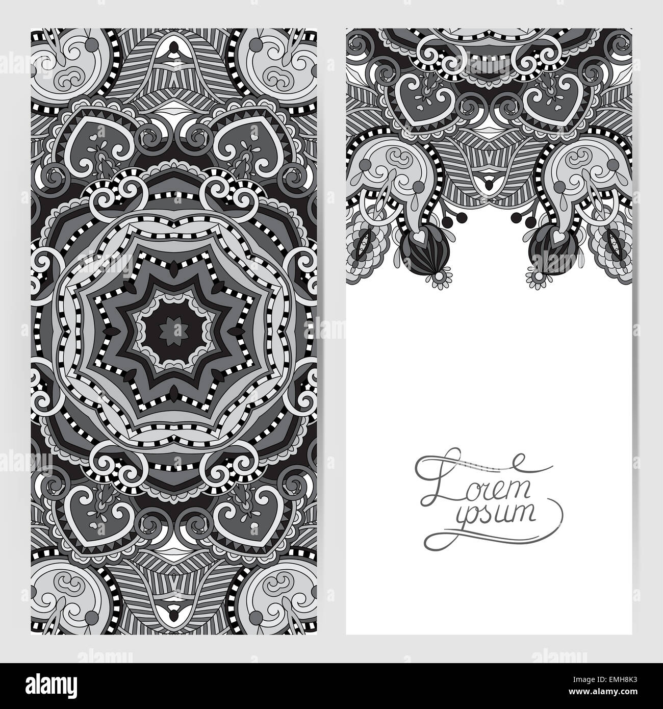 grey decorative label card for vintage design, ethnic pattern Stock ...
