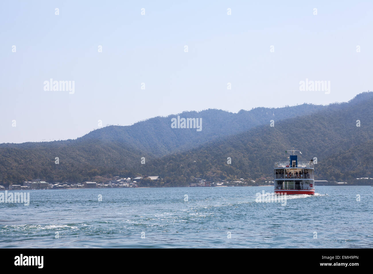 Ferry-boat of JR company is in the Hiroshima gulf. Route to the island ...