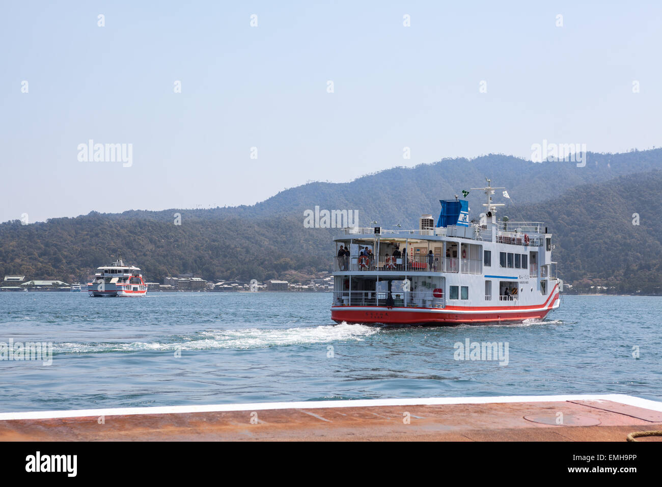 Ferry-boat of JR company starts cruise to the island of Miyajima ...