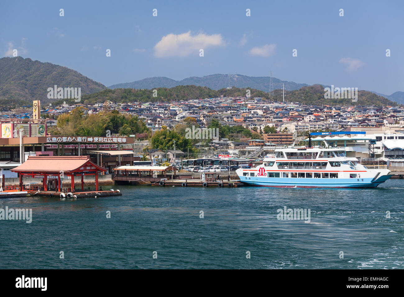 MIYAJIMAGUCHI, JAPAN - CIRCA APR, 2013: Ferry pier of Matsudai Kisen ...