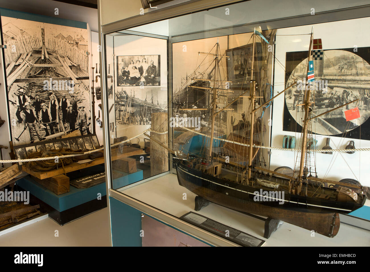 UK, Wales, Gwynedd, Porthmadog, Maritime Museum, model of locally built ...