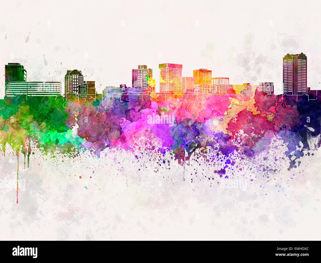 Norfolk skyline in watercolor Stock Photo - Alamy