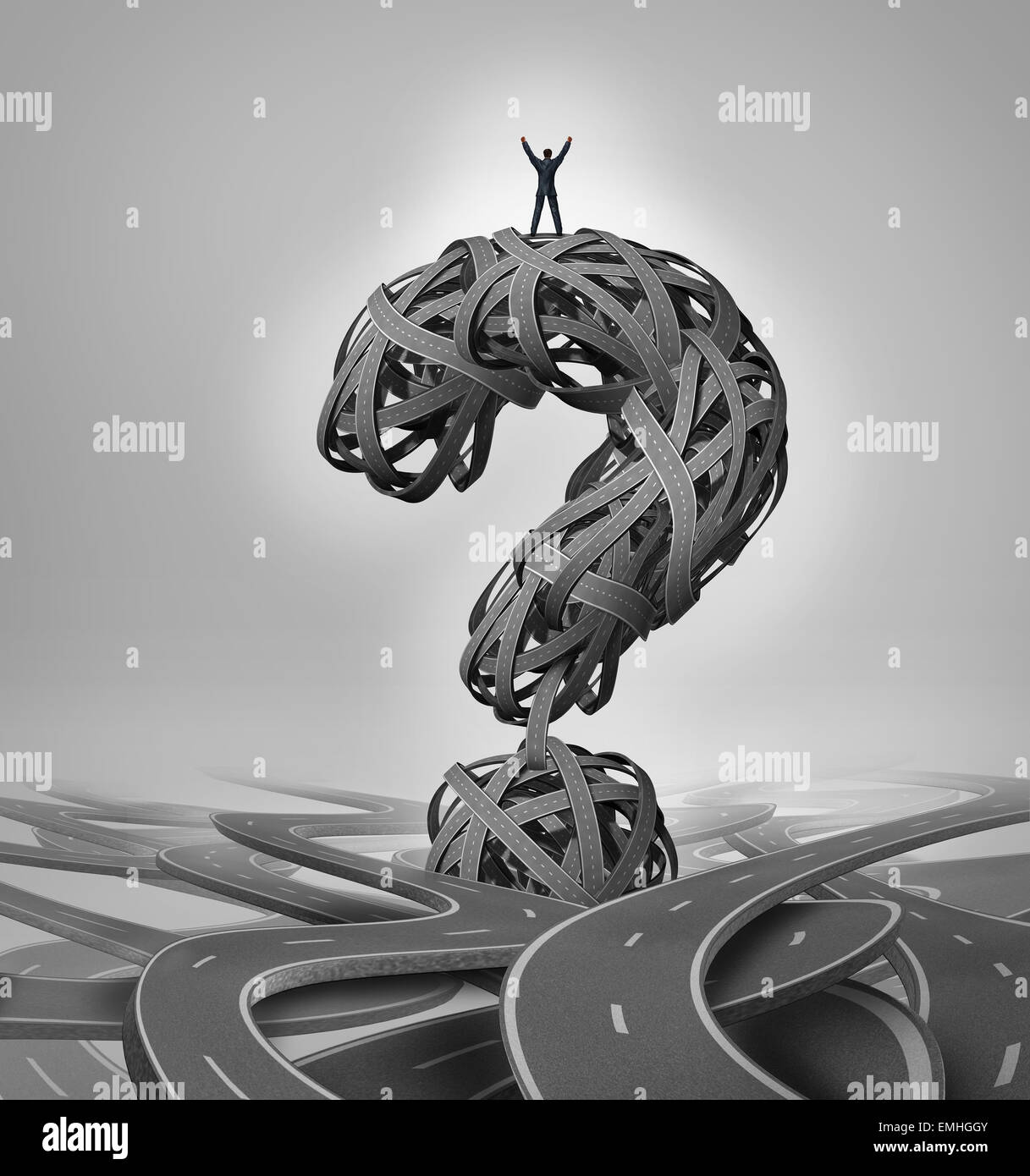 Solution road business concept as a businessman standing with arms ...