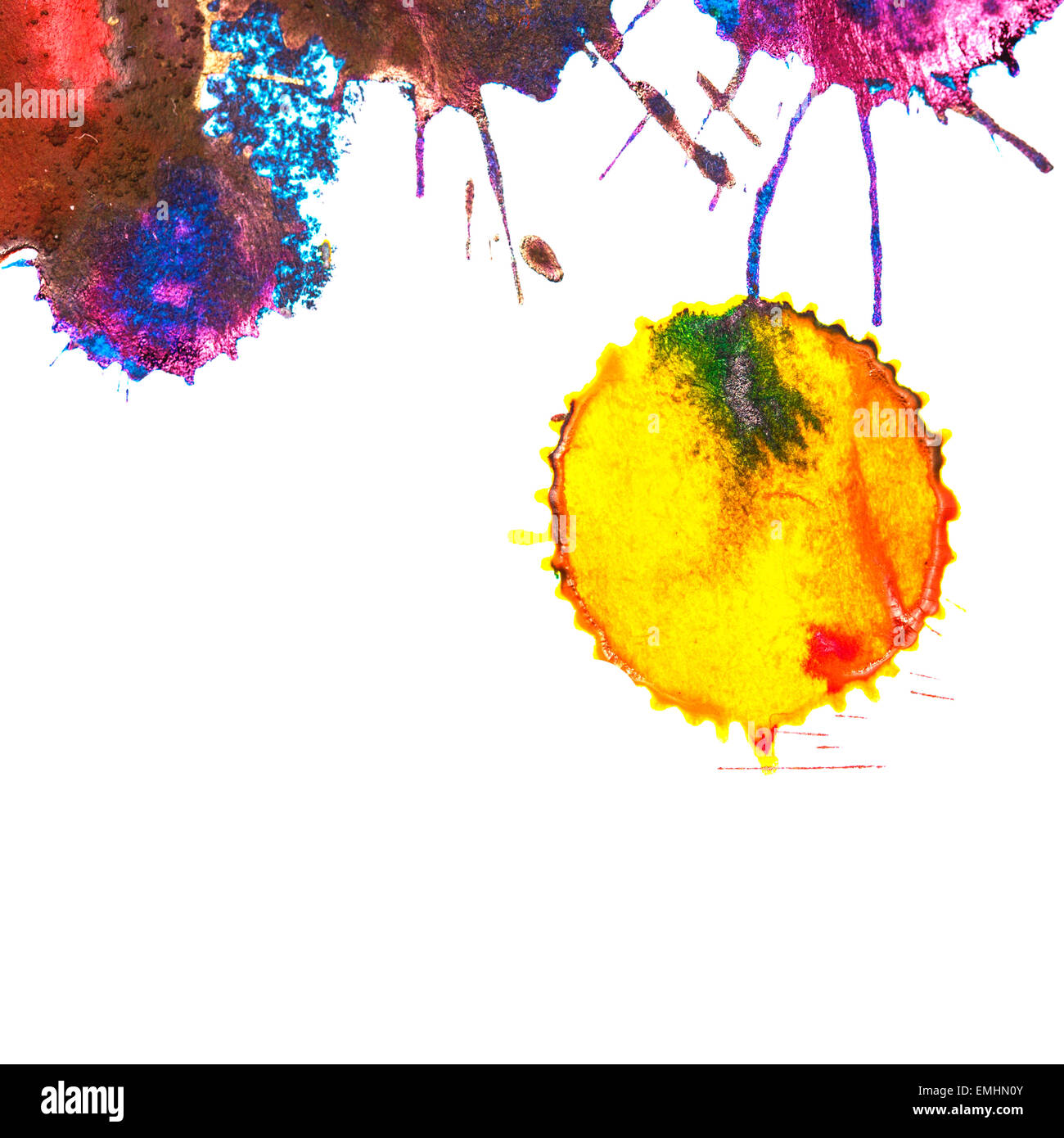 Color yellow rainbow ink stain on a white background. Elements of ...