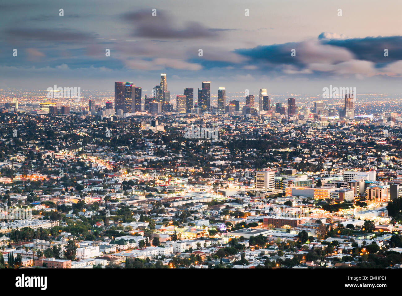 LOS ANGELES, CA – JANUARY 24: Los Angeles city lights in Los Angeles ...